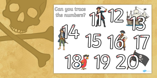 Pirate Themed Number Formation 11-20 Worksheet / Worksheet