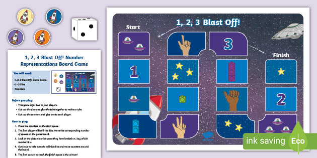 👉 1, 2, 3 Blast Off! Number Recognition Space Counting Game