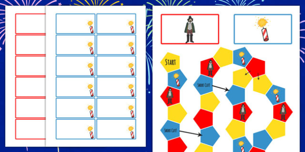 Bonfire Night Themed Editable Board Game - games, fireworks