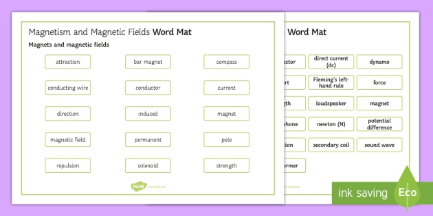 OCR Gateway Physics Magnetism and Magnetic Fields Word Mat