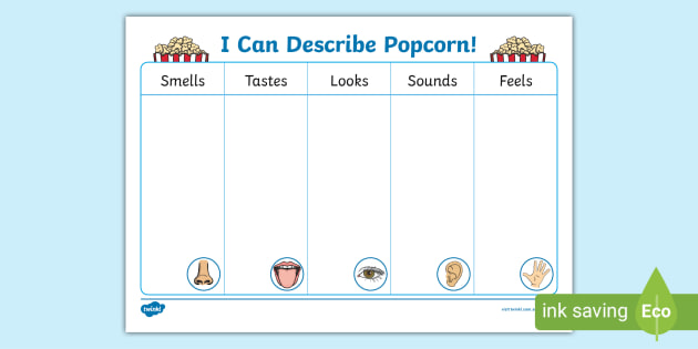 Popcorn Five Senses Activity (teacher made)
