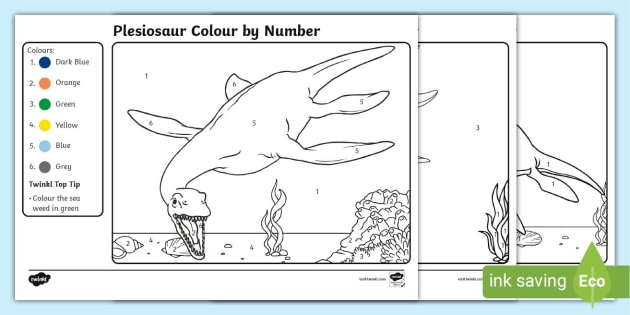 FREE! - Plesiosaur Colour by Number Pages (teacher made)