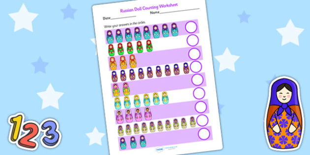 Russian Doll Counting Worksheet / Worksheet