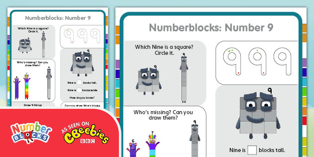👉 Numberblocks: Number Nine Square Like You Activity Sheet