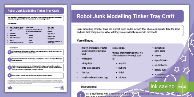 Robot Junk Modelling Tinker Tray Craft (teacher made)