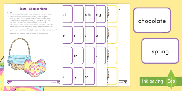 Easter Syllables Game - Easter, Bunny, Syllables, Clapping