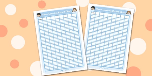Editable Home Learning Record Chart