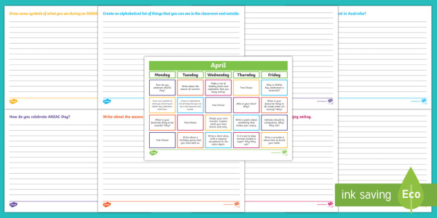 April Writing Prompts Display Calendar (teacher made)