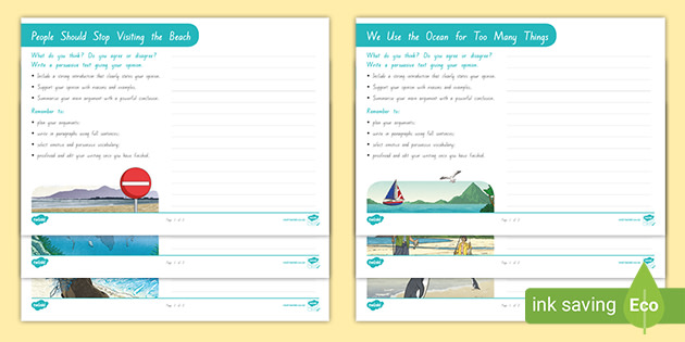 Human Impact on Our Oceans Persuasive Writing Worksheets