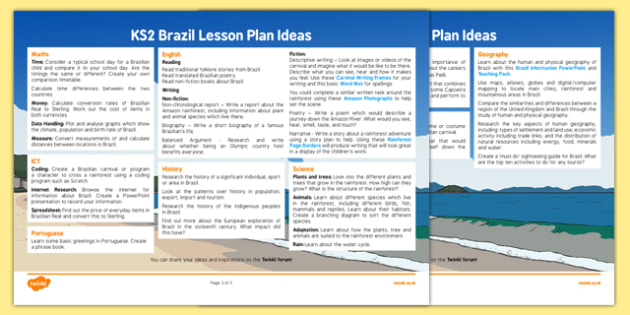 Brazil Lesson Plan Ideas (teacher made)