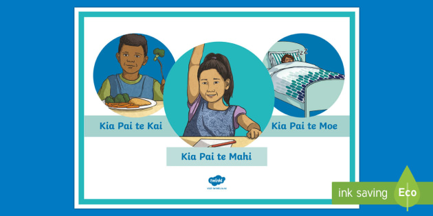 Eat Well, Sleep Well, Work Well Display Poster Te Reo Māori