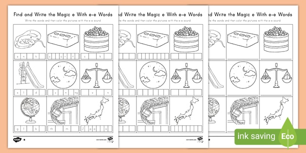 Magic e With e-e Words Find and Write Activity