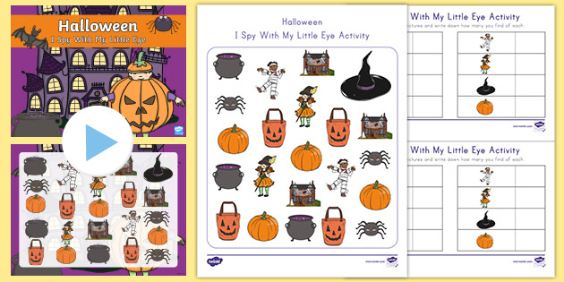 Halloween I Spy Worksheet and PowerPoint Game | Twinkl
