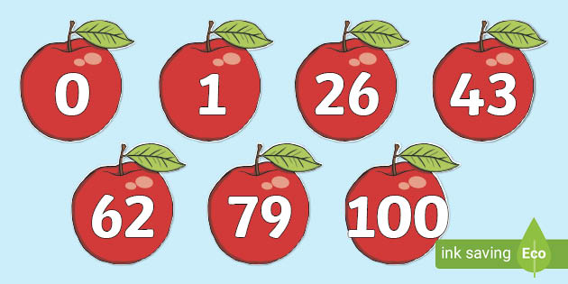 Numbers 0-100 on Apples (teacher made)