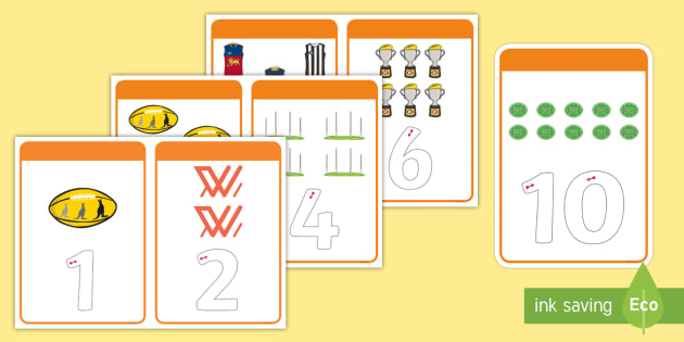 * NEW * AFLW 1-10 Number Tracing Cards - 1-10, Number Tracing