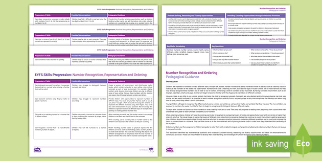 👉 EYFS Maths: Number Recognition and Ordering Skills Progression and
