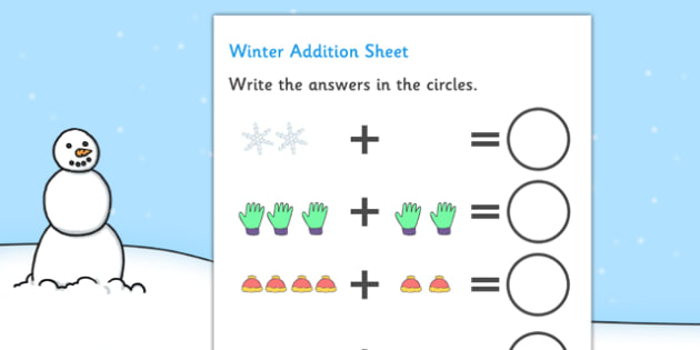 Winter Addition Counting Worksheet / Worksheet