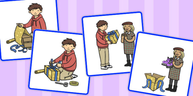 Sequencing Cards: Wrapping a Present | Twinkl Symbols