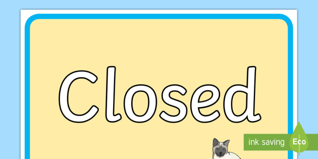 Pet Shop Closed Dramatic Play Sign - Role Play