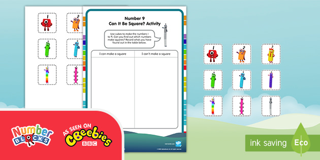 👉 Numberblocks: Number Nine Can It Be Square? Worksheet
