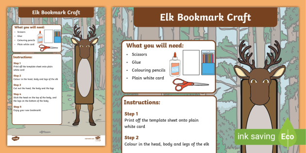 FREE! - Elk Bookmark Craft (teacher made)