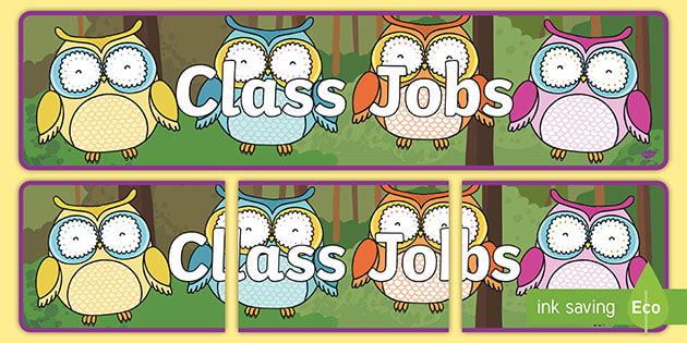 Owls Classroom Jobs Banner (teacher made)