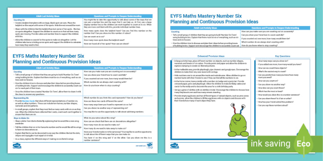 👉 EYFS Maths Mastery Number Six Planning Ideas