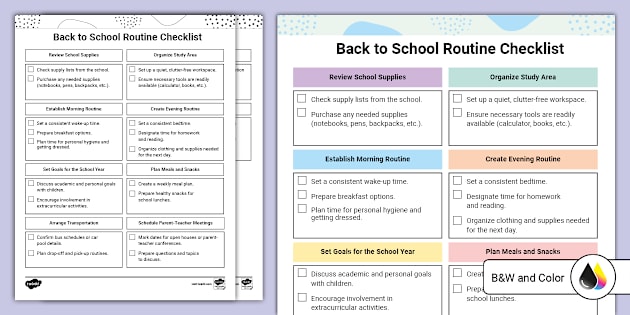 school routine checklist