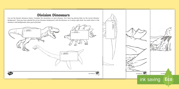 Year 5 and 6 Division Dinosaurs Worksheet (teacher made)