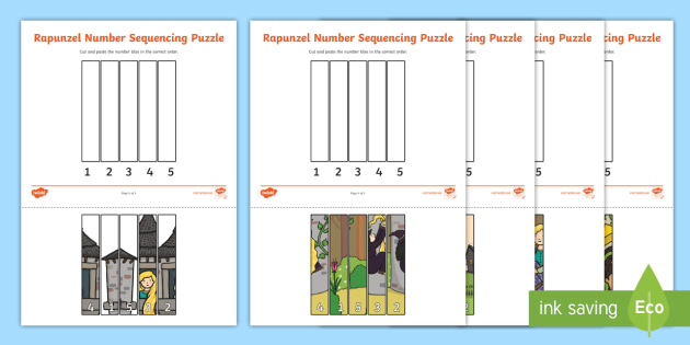 Rapunzel Number Sequencing Puzzle (teacher made)