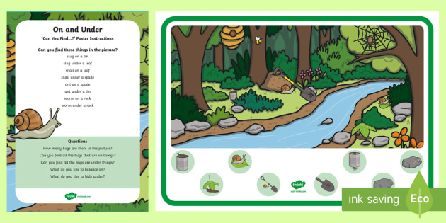On and Under Concept Can You Find...? Poster and Prompt Card Pack