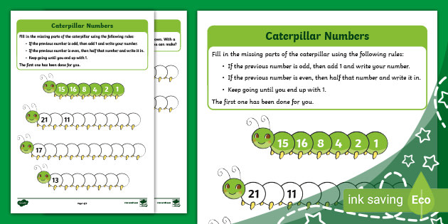 Caterpillar Numbers Maths Game (teacher made)