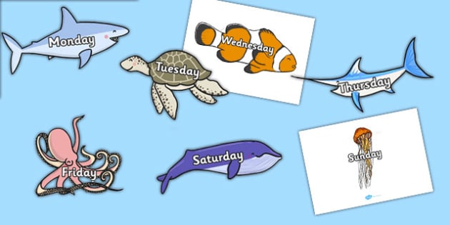 Days of the Week on Sea Creatures (Under the Sea) - Sea