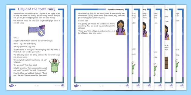 KS1 Lilly and the Tooth Fairy Differentiated Reading Comprehension Activity