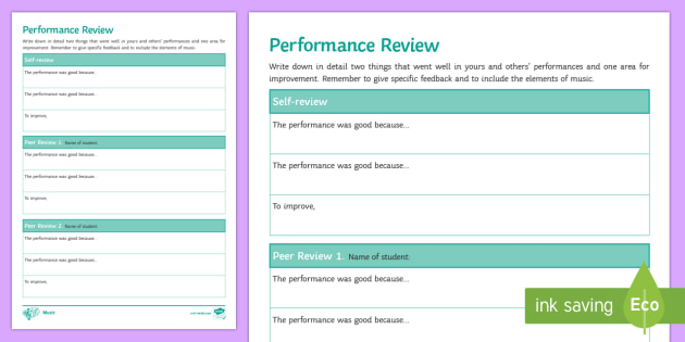 Performance Review Worksheet / Worksheet