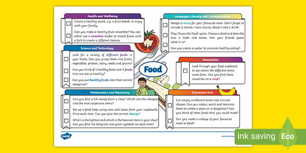 Food Home Learning Mat Age 3-7 (teacher made)