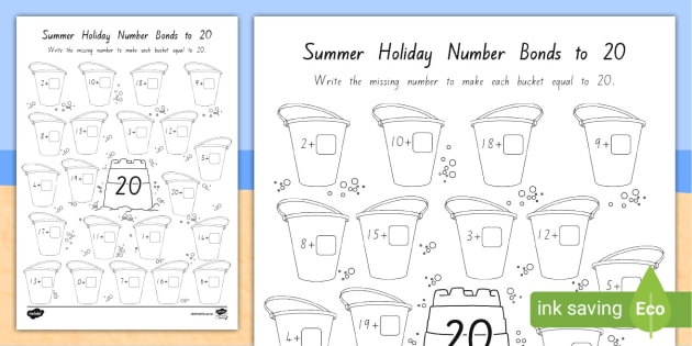 Summer Holiday Number Bonds to 20 (teacher made)