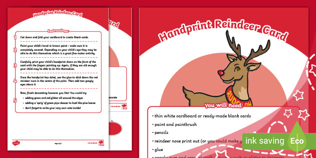 Handprint Reindeer Card Art Activity
