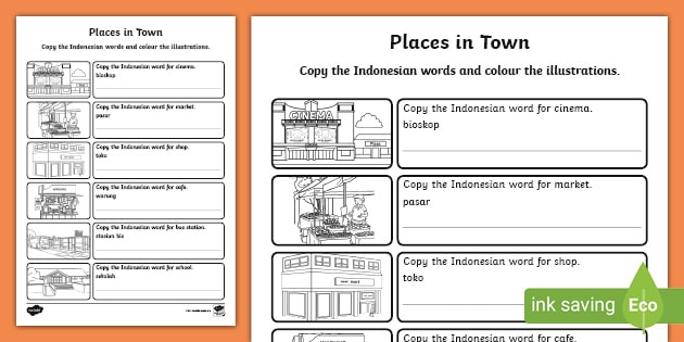 Places in Town Activity Page (teacher made)