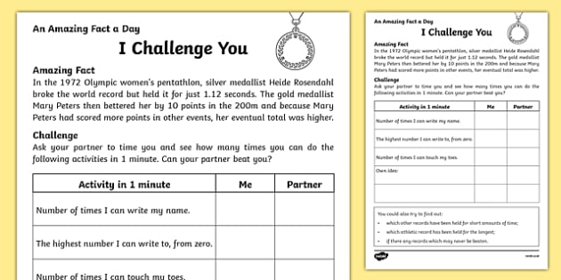 I Challenge You Worksheet / Worksheet, worksheet