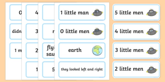 Five Little Men In A Flying Saucer Vocabulary Cards - ESL Rhyme Resources