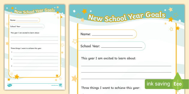 New School Year Goals - Lower Primary