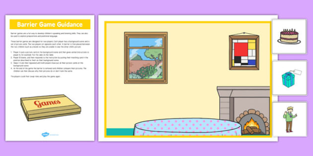 Birthday Party Barrier Game - language development, keywords, expressive