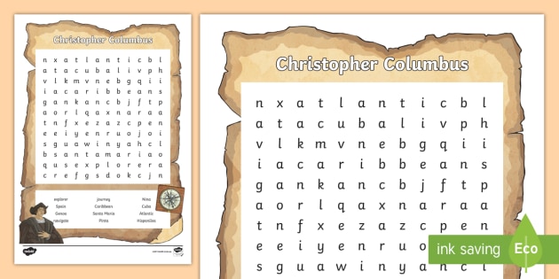 * NEW * Christopher Columbus Word Search - Australian