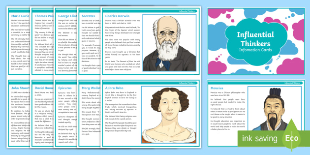 Humanist Influential Thinkers Information Cards
