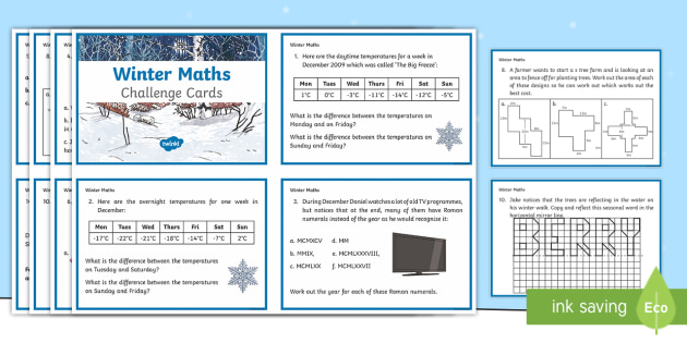 Y5 Winter Themed Maths Challenge Cards