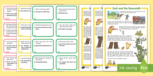 Jack and the Beanstalk Differentiated Story and Comprehension Question ...