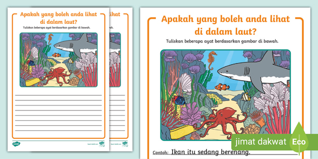 Aktiviti Menulis Tema Laut (teacher made)