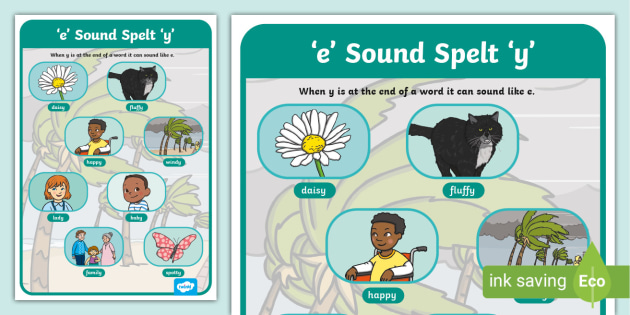 'e' Sound Spelt 'y' Display Poster (teacher made)