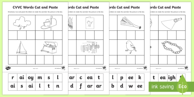 Phase 3 to 5 CVC Words Cut and Paste Activity - phase 3, Phase